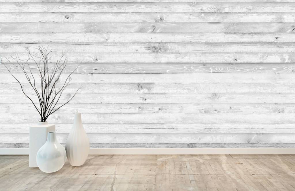 Whitewash hout horizontaal - Fotobehang