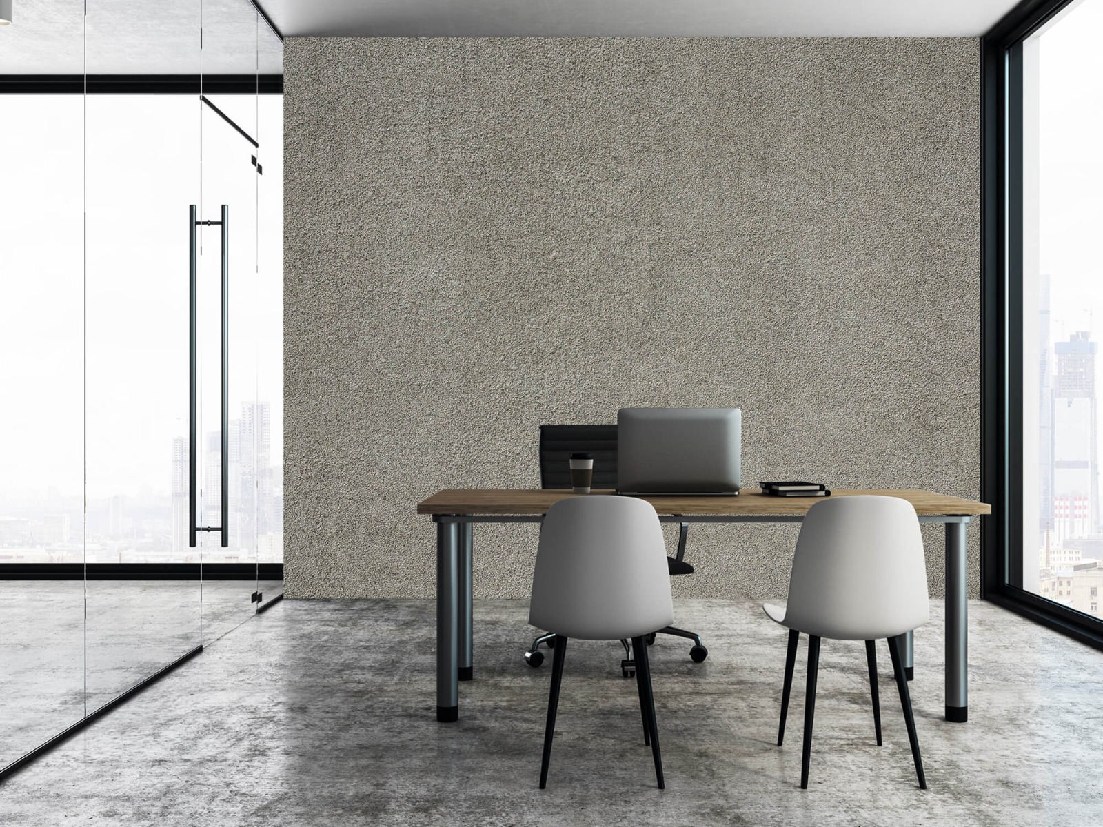 Betonnen muur met fijne steentjes - Fotobehang